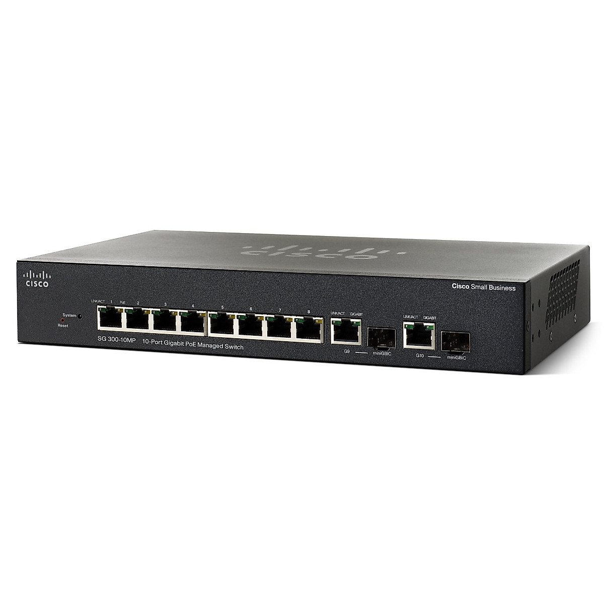 Cisco SG300-10MPP-K9 10-Port Gigabit Maximum PoE+ Managed Switch with 124W Power Budget