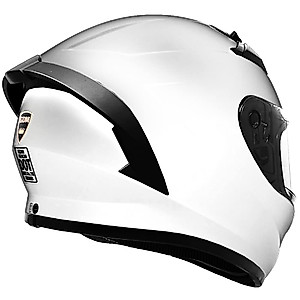 Bluetooth Motorcycle Helmet with Clear, Tinted, Iridium Shields (Gloss White, Large)