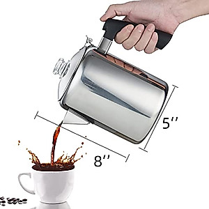 Cook N Home 8-Cup Stainless Steel Stovetop Coffee Percolator Pot Kettle, Tea
