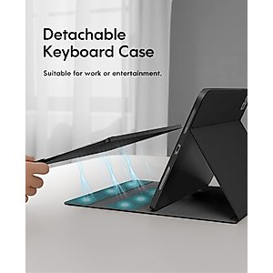 CHESONA Touchpad for iPad Pro 12.9 Case with Keyboard, Keyboard (for 12.9-inch Pro - 6th/5th/4th/3rd Generation), Detachable Bluetooth Keyboard with 7-Color Backlight, 2 Bluetooth Channels (Black)