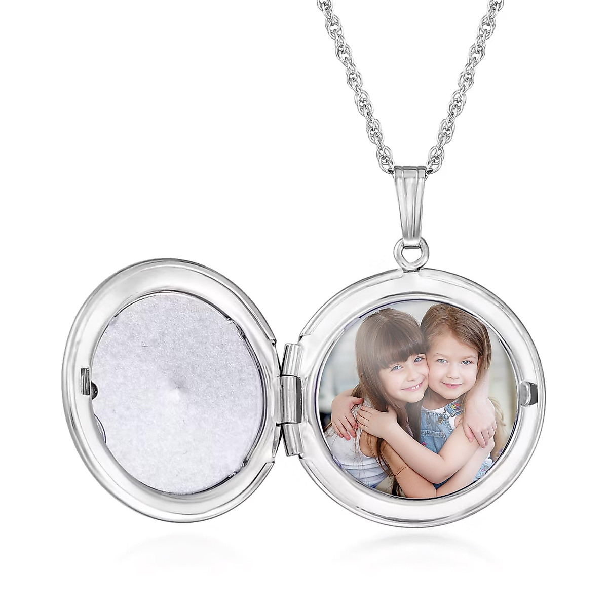 Sterling Silver Compass Locket Necklace With Sapphire Accent. 18 inches