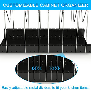 Pull Out Pots and Pans Organizer for Cabinet - Sliding Lid Holder and Pan Rack in Kitchen, Cabinet Pull Out Shelves, Slide Out Cabinet Organizer, Pot Lid, Bakeware and Pan Organizer, Set of 2 Packs