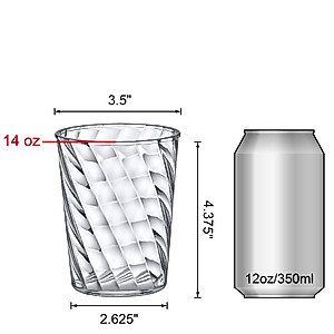 Amazing Abby - Glacier - 14-Ounce Plastic Tumblers (Set of 8), Plastic Drinking Glasses, All-Clear Reusable Plastic Cups, Stackable, BPA-Free, Shatter-Proof, Dishwasher-Safe