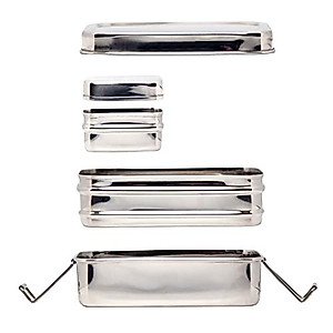 Ecolunchbox Three-in-One Stainless Steel Two Level Steel Bento Box With Snack Container Regular - Holds 4 Cups of Food - Not Leak-Proof (1)