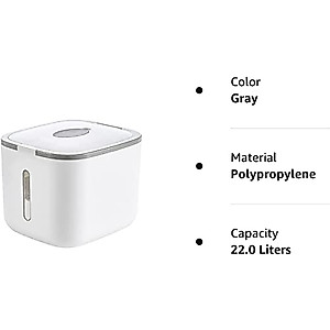 GQU Airtight Rice Dispenser 22 Lbs Food Storage Container Automatic Flip Cover Rice Bucket for Cereal Grain Flour Rice Nuts Beans Pet Food Countertop, Gray