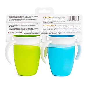 Munchkin® Miracle® 360 Trainer Cup, 7 Ounce, 2 Pack, Green/Blue