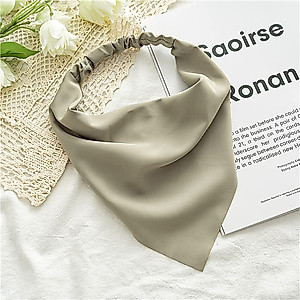 DINPREY Elastic Hair Scarf Headband for Women Bandana Headbands for Women Chiffon Head Kerchief Boho Scarf Bandanas with Hair (8 Colors Solid A)