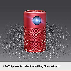 Anker Nebula Capsule Smart Wi-Fi Mini Projector，Red, 100 ANSI Lumen Portable Projector，with Capsule Series Adjustable Tripod Stand