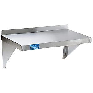 AmGood 14" Width x 60" Length | Stainless Steel Wall Shelf | Square Edge | Metal Shelving | Heavy Duty | Commercial Grade | Wall Mount | NSF Certified