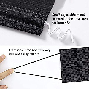 100Pcs Black Disposable Face Mask, 3 Ply Black Face Masks with Soft Elastic Ear Loops