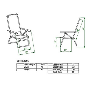 Big Jumbo 500 lbs XL Aluminum Heavy Duty Beach Chair for Big & Tall - 4 Reclining Positions