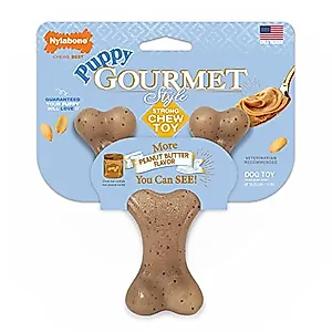 Nylabone Dog, Puppy Gourmet Style Strong Chew Toy Wishbone Peanut Butter Small/Regular (1 Count)