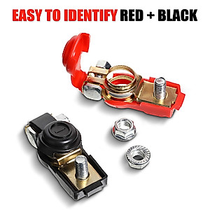 Frienda 6 Pcs Car Copper Battery Terminal Clamps Connectors Quick Release Battery Terminals Clamps Negative and Positive, 12v/ 24v/ 48v Compatible with Boat Truck Car Van