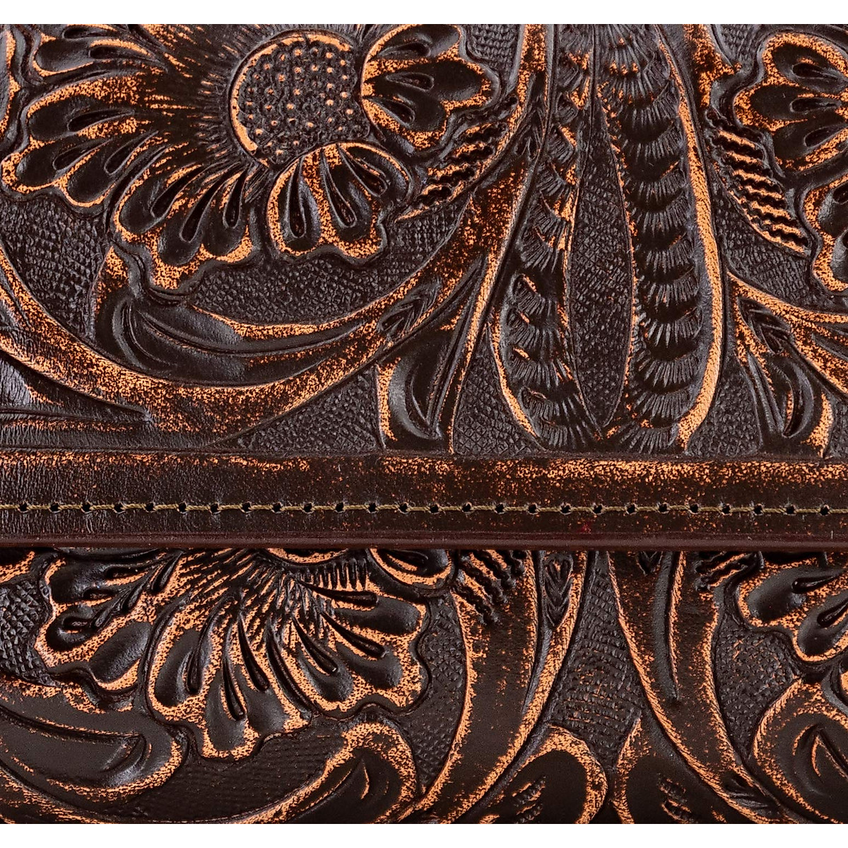 Mauzari Geneva Women's Tooled Leather Wallet (Copper Highlights)