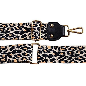 Adjustable Replacement Crossbody Strap Purse Guitar Style Jacquard Woven Embroidered Handbag Straps (Leopard)