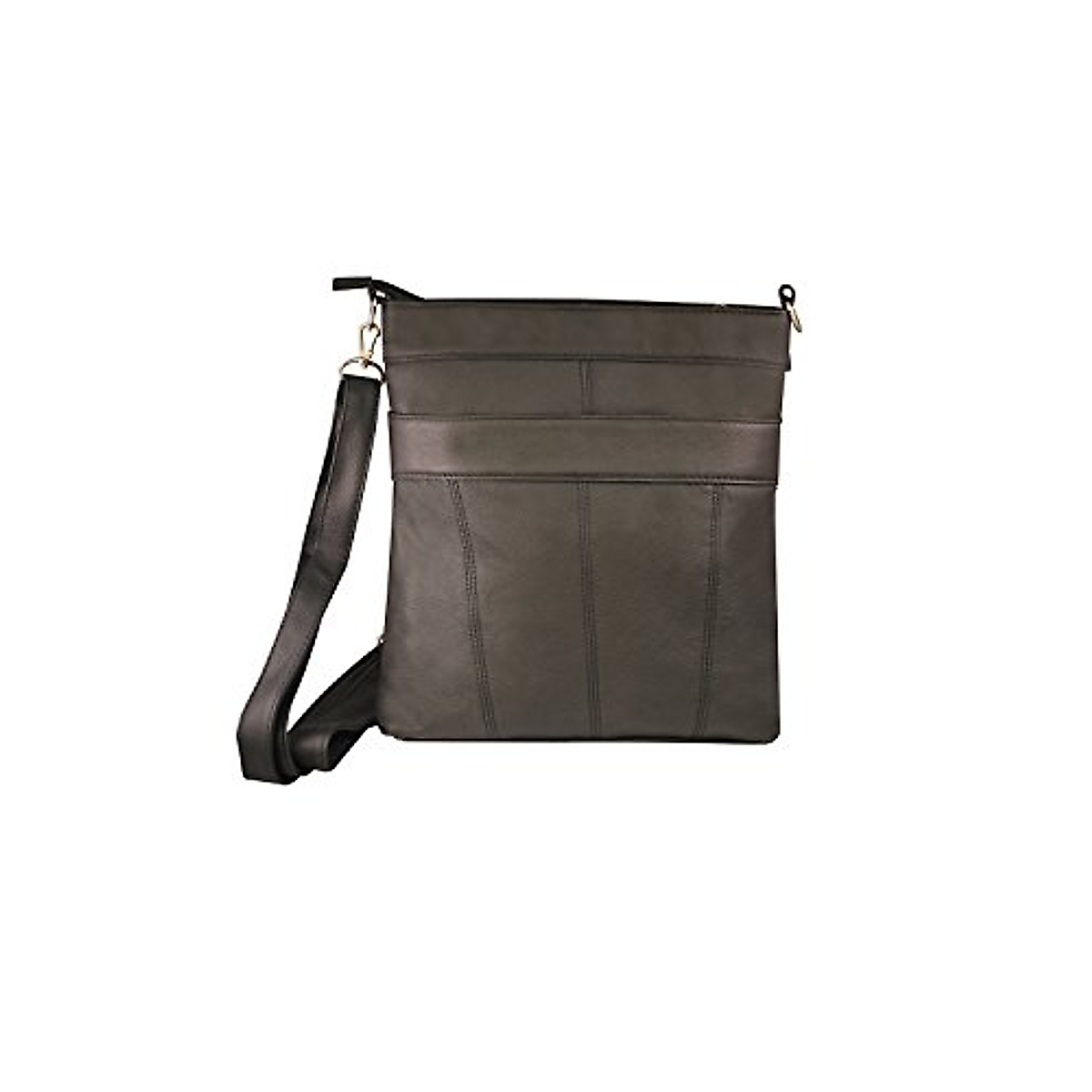 Roma Leathers Multi Pocket Body Purse - Deep Main Compartment, Adjustable Shoulder Strap - Black