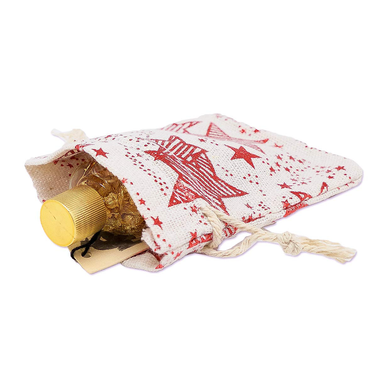 12pk - 8x10 Cotton Canvas Muslin Gift Bags with Drawstring for Presents, Party Favors, Samples (Red Stars, Large) by TheDisplayGuys