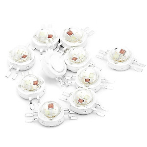 CHANZON 10pcs High Power Led Chip 3W RGB 4 pin Common Anode (300mA - 350mA for Each Color 3 Watt) Multicolor Super Bright Intensity SMD COB Light Emitter Component Diode Bulb Lamp Beads DIY Lighting