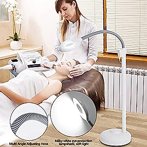 ZENY LED Magnifying Floor Lamp, Magnifying Glass with Stand for Crafts, Reading, Estheticians' Light, Adjustable Gooseneck Standing Lamp