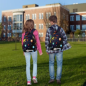 YPPAHHHH Universe Space Galaxy Solar System Backpack for School Girls Boys Kids School Backpack Elementary Students Bookbag Laptop Daypack with Chest Buckle, Teens Hiking Travel Rucksack