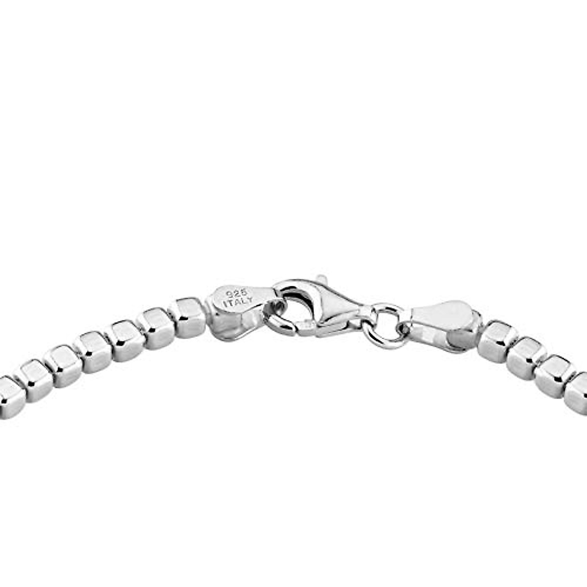 Miabella 925 Sterling Silver Organic Cube Bead Chain Bracelet for Women Men, Handmade in Italy (Length 7 Inches (Small))