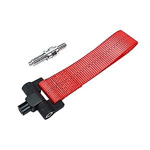Modengzhe Red Tow Strap for Car High Strength Front or Rear Bumper Towing Hook Belt with Adapter Fitting Compatible with BMW or Other European Car Models if Applicable