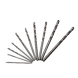 SPKLINE 10 Pcs High Speed Steel Cobalt Drill Bit Set 2 Pcs of Each 1mm(3/64"), 1.5mm(1/16") 2mm(5/64") 2.5mm(3/32") 3mm(1/8") Jobber Length Twist M35 Metal Drill Bit For Stainless Steel And Hard Metal