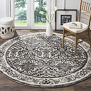 SAFAVIEH Evoke Collection 6'7" Round Ivory/Gold EVK242S Non-Shedding Dining Room Entryway Foyer Living Room Bedroom Area Rug