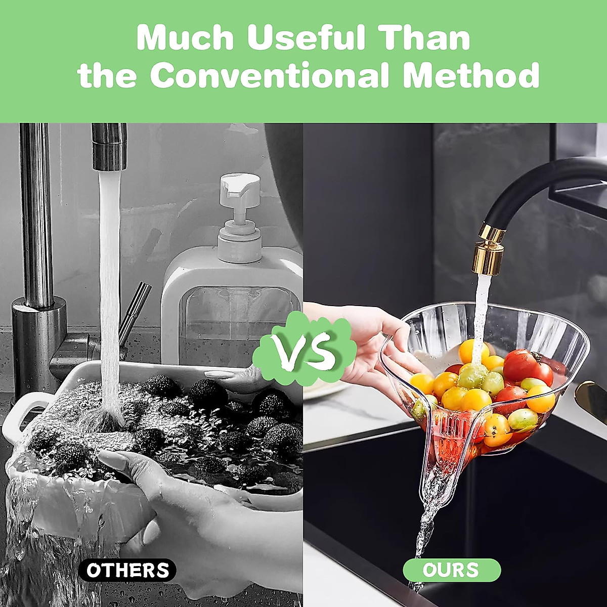 Yamjug Drainage Basket, 3 Pack 2024 Upgrade Drain Basket Funnel Multi-functional Drain Basket [30% Thicker] Removable Plastic Strainer Bowl Food Drainer for Food Fruits Pasta