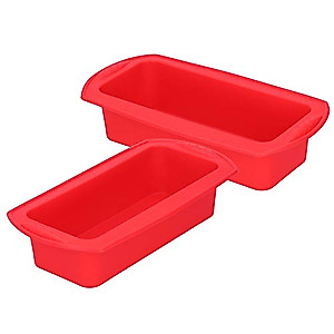 2Pcs Rectangle Cake Pan Bread,NonStick Baking,Baking Tool 2lb Cake Moulds Accessory Red,for Homemade Cake, Bread, Meatloaf and Quiche