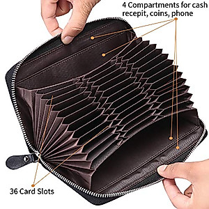 GOIACII Womens Wallet RFID Blocking Leather Credit Card Holder Phone Clutch Purse,Large Capacity Bifold Organizer with Wristlet