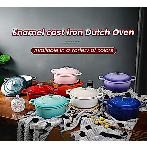 EDGING CASTING Enameled Cast Iron Covered 5.5 Quart Dutch Oven with Dual Handle for Bread Baking, Dutch Ovens with Lid, Peacock Blue