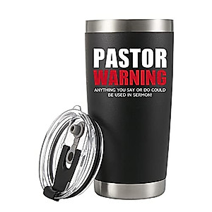 Pastor Warning Anything You Say Or Do Could Be Used In Sermon Vacuum Insulated Tumbler 20oz Funny Stainless Steel Drinkware Preacher Minister Appreciation Ordination Christmas With Straw Lid