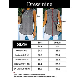 Dressmine Women's Tank Tops Loose Fit Crew Neck Sleeveless Summer Top Shirts Side Split Tunic Black XX-Large