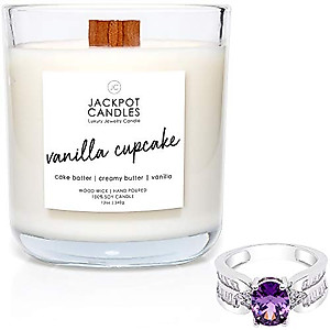 Vanilla Cupcake Natural Soy Candle with Jewelry Made in USA (Surprise Jewelry Valued at $15 to $5,000) Ring Size 6