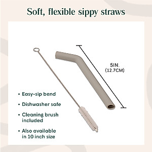 Simka Rose Silicone Straws - Reusable, Short, Bendy Kids Straws - BPA Free,Baby & Toddler Straw Set with Cleaning Brush - 5-inch, Multicolor