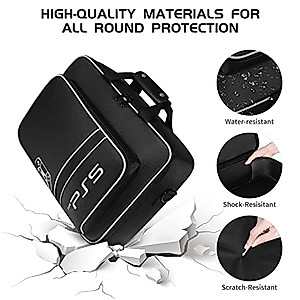 Alltripal Carrying Case Compatible with PlayStation 5 Console, Case Travel Bag & Protective Shoulder Storage Bag Compatible with PS5 Disc/Digital Edition Headset/Controller/Stand/Game Cards & More