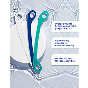 Supersmile Ripple Edge Tongue Cleaner, Ergonomic Reusable Tongue Scraper, 3 Count