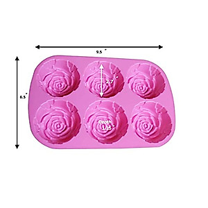 PopBlossom Set of 2 Large Rose Flower Ice Cube Chocolate Soap Tray Mold Silicone Party maker