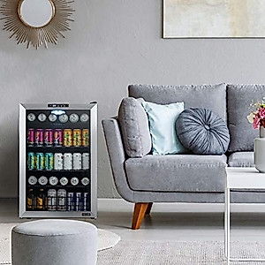 NewAir Beverage Refrigerator And Cooler, Free Standing Glass Door Refrigerator Holds Up To 160 Cans, Cools Down To 37 Degrees Perfect Beverage Mini Fridge Organizer For Beer, Wine, & Drinks