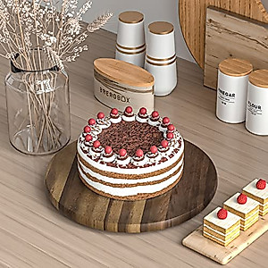 Lazy Susan Kitchen Cabinet Organizers - 13.2 Inch Acacia Wood Lazy Susan Turntable Organizer for Pantry Table Countertop Bathroom Organization and Storage, Non-Skid, Strong Kitchen Accessories