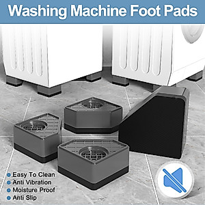 Anti Vibration Pads, SEISSO Washing Machine Foot Pad Stabilizer, Double Heighten Non Slip Shock and Noise Cancelling Support Mat, Stops Washer Dryer Moving Shaking Walking Skidding Protects Floor