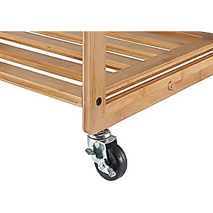 TRINITY 3-Bag Bamboo Laundry Cart, Laundry-Room Organization and Dirty Clothes Hamper with Wheels for Bedroom, Closet, Dorm Room and More, Bronze Poles