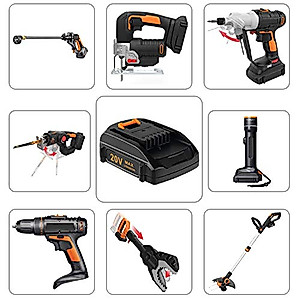 Cell9102 Replacement Worx 20V Battery and Charger Starter Kit， WA3520 Lithium Battery and Charger WA3742 Compatible with Worx 20-Volt Cordless Power Tools