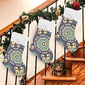 Kigai Christmas Stockings Bohemian Mandala Large Candy Stockings Stuffers Kids Cute Xmas Sock Decorations 1PC for Home Holiday Party 12" x18"