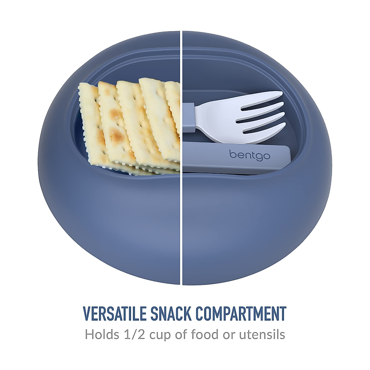 Bentgo Bowl - Insulated Leak-Resistant Bowl with Snack Compartment, Collapsible Utensils and Improved Easy-Grip Design for On-the-Go - Holds Soup, Rice, Cereal & More - BPA-Free, 21.2 oz (Slate)