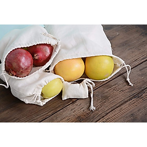 8"x10" Reusable Eco Friendly 100% Cotton Double Drawstring Muslin Bags "Premium Quality" (Natural Color)- Set of 100