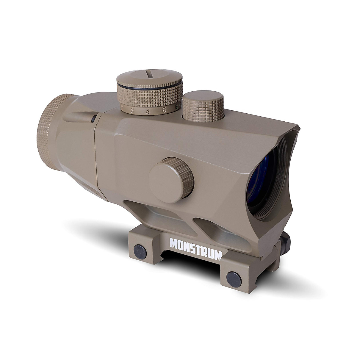 Monstrum P332 Raven 3X Prism Scope | Flat Dark Earth | 5 Slot Adjustable Height Riser Mount | Bundle…