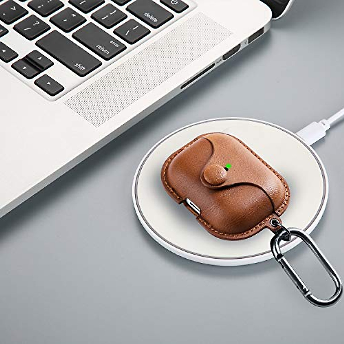 Maxjoy for AirPods Pro 2 Case Leather, Airpods Pro Leather Case Cover with Keychain Airpods Strap Compatible with Apple Airpods Pro 2nd Generation 2022/ AirPods Pro 2019 (Front LED Visible), Brown