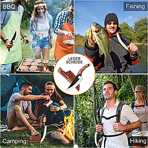 Bicico Butcher Knife, Viking Knife with Sheath, Japanese Hand Forged Meat Cutting Chef Cleaver Portable Survival Bushcraft Belt Knife, Ultra Sharp Kitchen Knife for Outdoor Camping Hunting BBQ